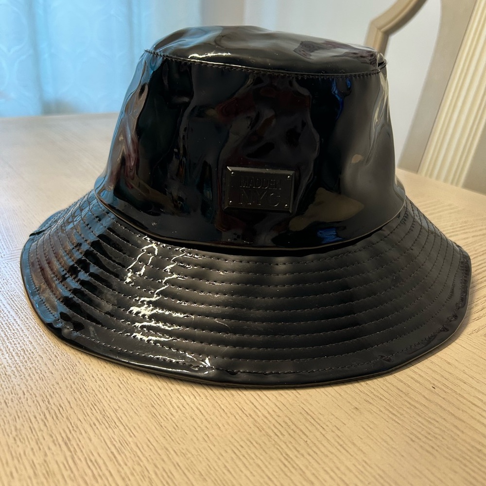 Madden Nyc, Black Patent Leather Hat, New! - Gem